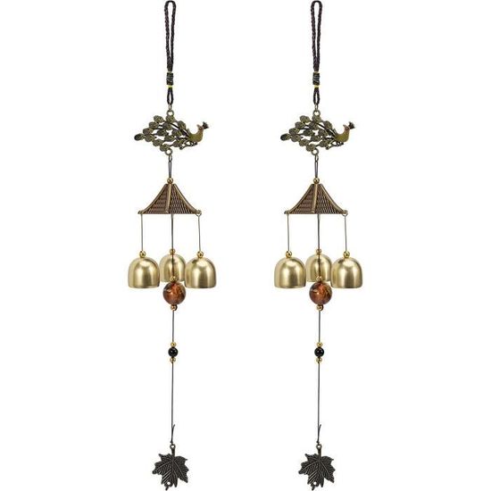 2Pcs Carillons Éoliens Vintage, Carillons Décoratifs D'extérieur Suspendu Chanceux Chinois ...