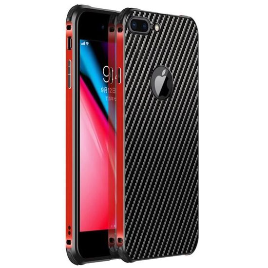 Housse iPhone 7 Plus-8 Plus,pare-chocs en aluminium en fibre de carbone ...