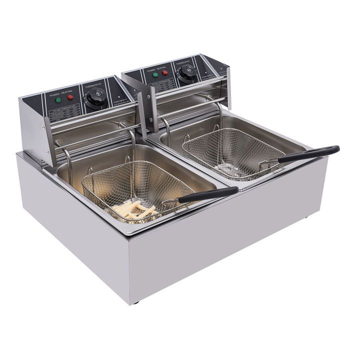 Friteuse électrique professionnelle - double réservoir - 5000W - 60 ° C ...