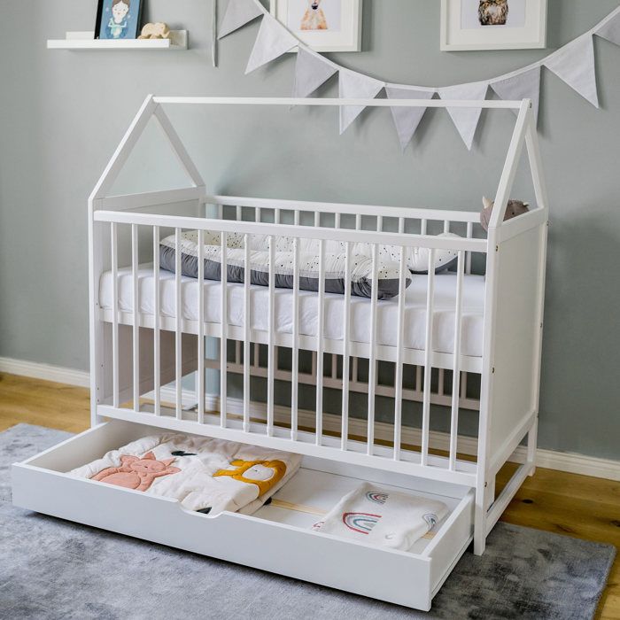 Lit bébé évolutif 3en1 - 120 x 60 cm - Lit à barreaux - Avec tiroir ...