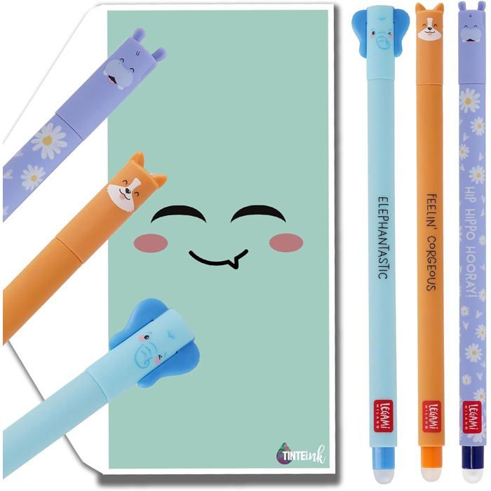 Tinte Ink Legami Lot de 3 stylos effaçables avec jolie enveloppe (Corgi ...
