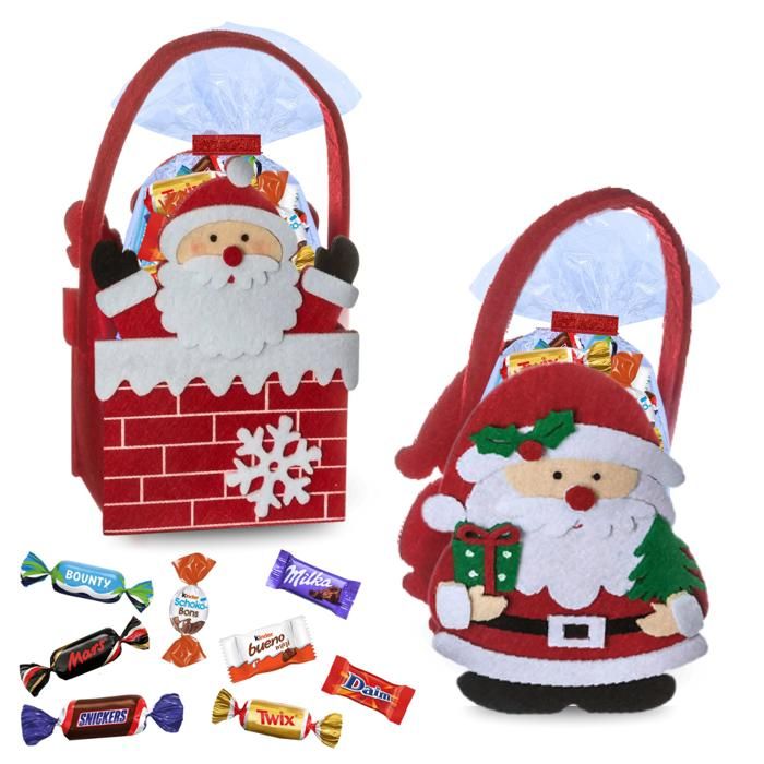 2 paniers de Noël garnis de 60 chocolats Kinder, Milka, Daim ...