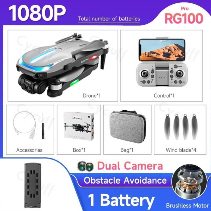 1080P 1B GY-Drone RG100 PRO avec Caméra HD 4K Sans Balais, Évitement ...
