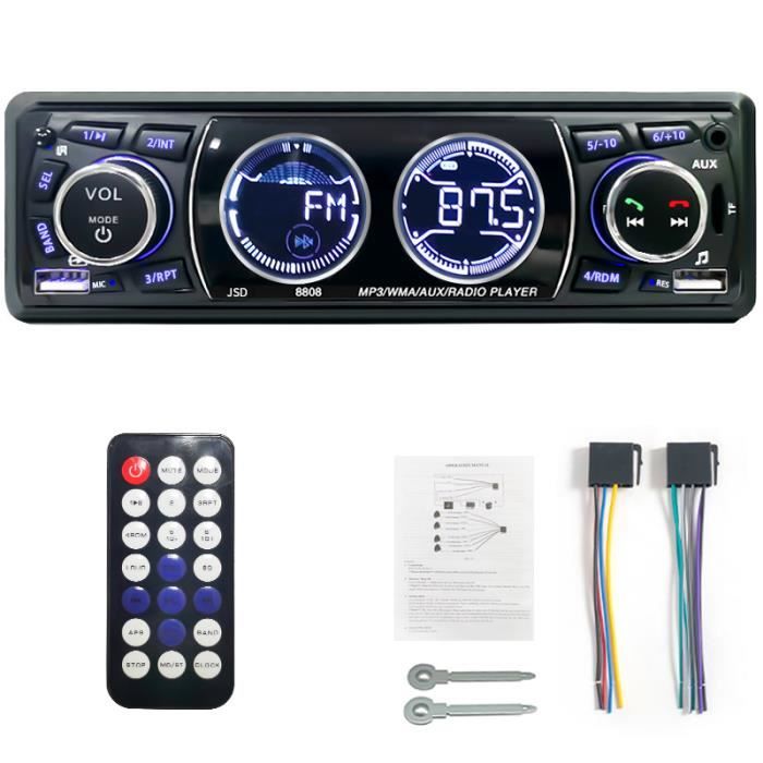 Radio - Autoradio stéréo récepteur FM 60w x 4, 1din, Bluetooth, lecteur ...