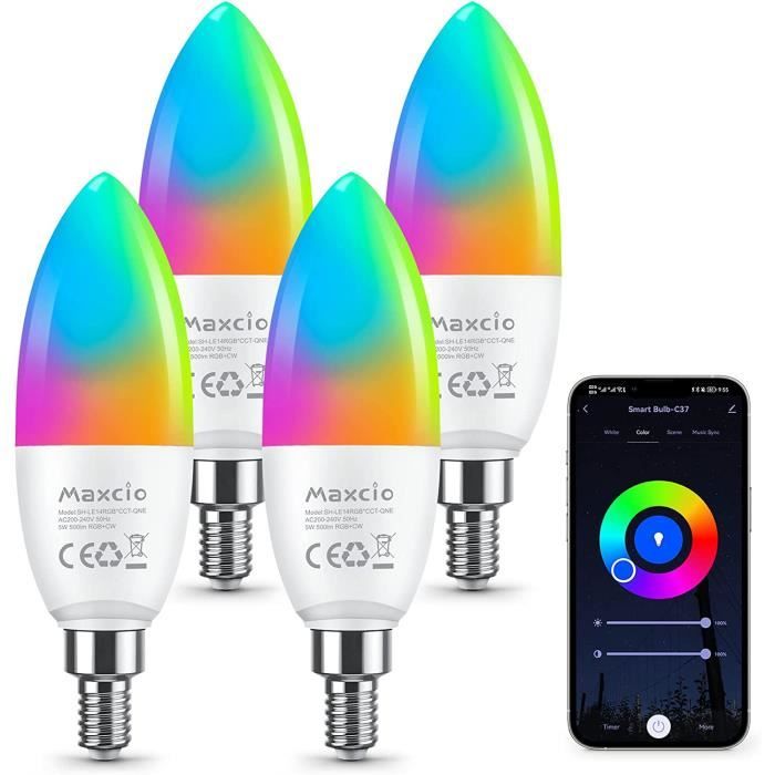 Ampoule Connectée Wifi E14 Rgb Led Multicolore Dimmable, Ampoule Connectée Compatible Avec Alexa ...