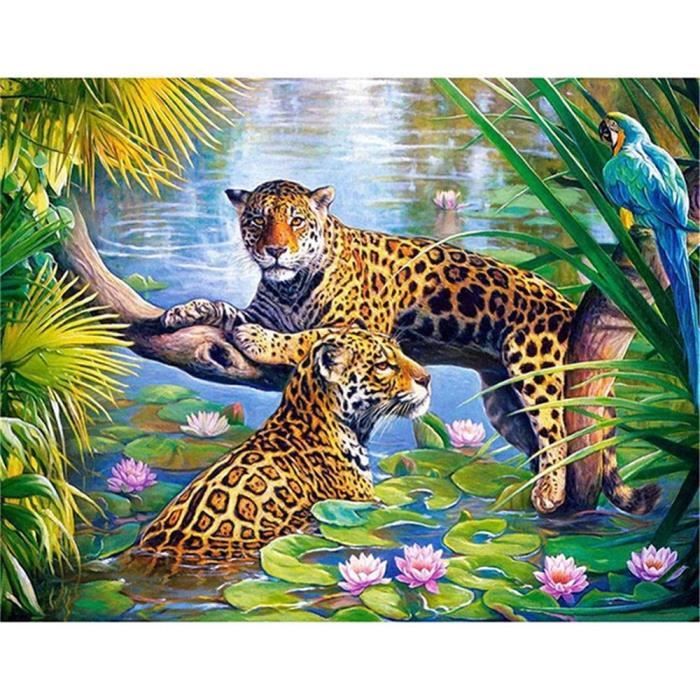 Diy 5D Diamond Painting Kit Leopard Lotus Diamant Peinture Kits ...