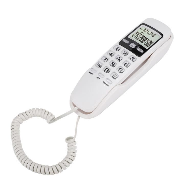 Drfeify téléphone avec identification de l'appelant KX-T888CID anglais blanc LCD Display Mini ...