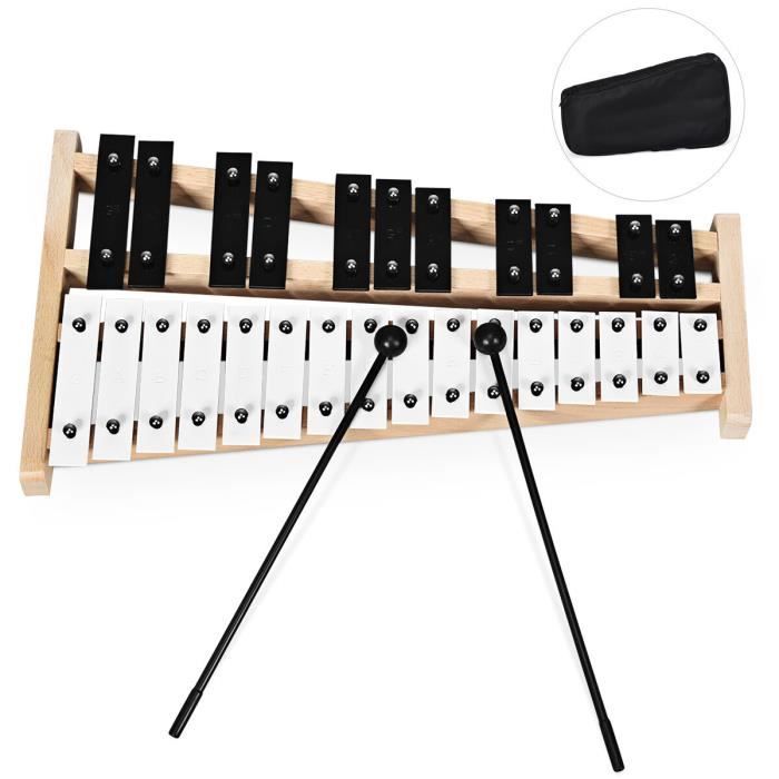 COSTWAY Xylophone Glockenspiel 27 Notes Métalliques avec Base en Bois,2 ...