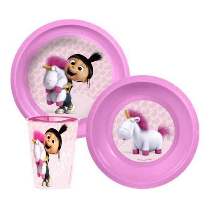 Set dejeuner Les minions assiette verre repas enfant Disney rose ...