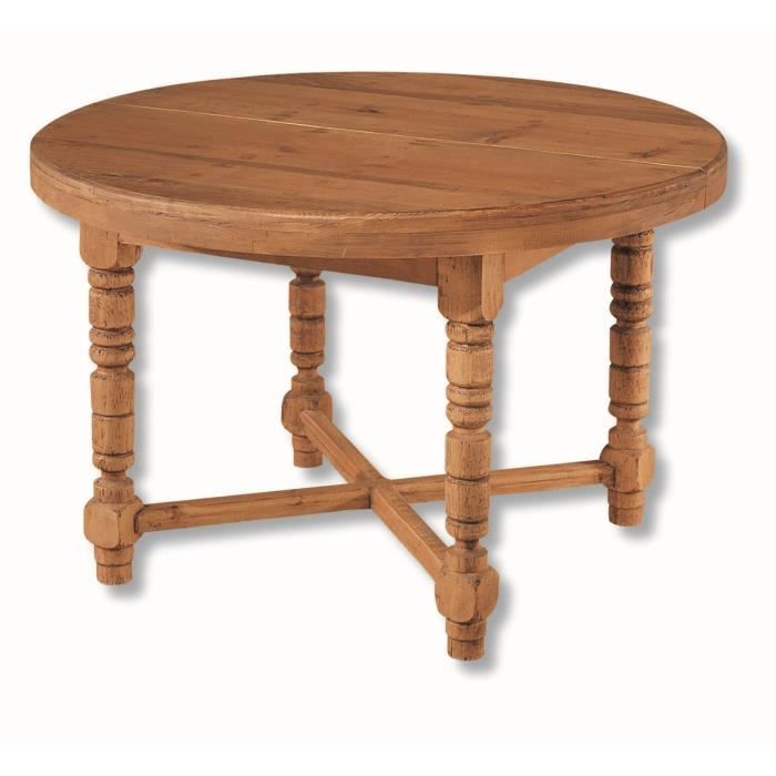 Table à manger ronde extensible en pin massif coloris naturel ...