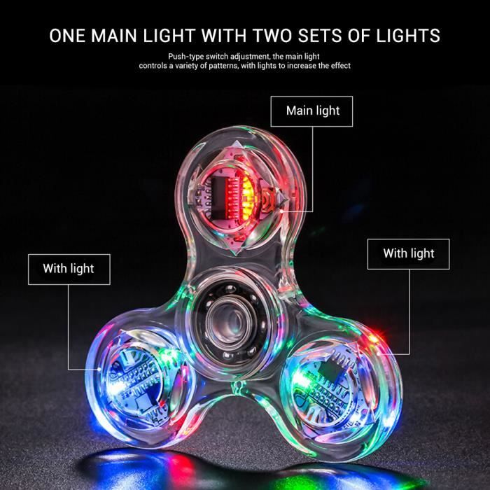 Pwshymi-Jouet rotatif LED Fidget LED Fidget Spinning Toy Clear LED ...