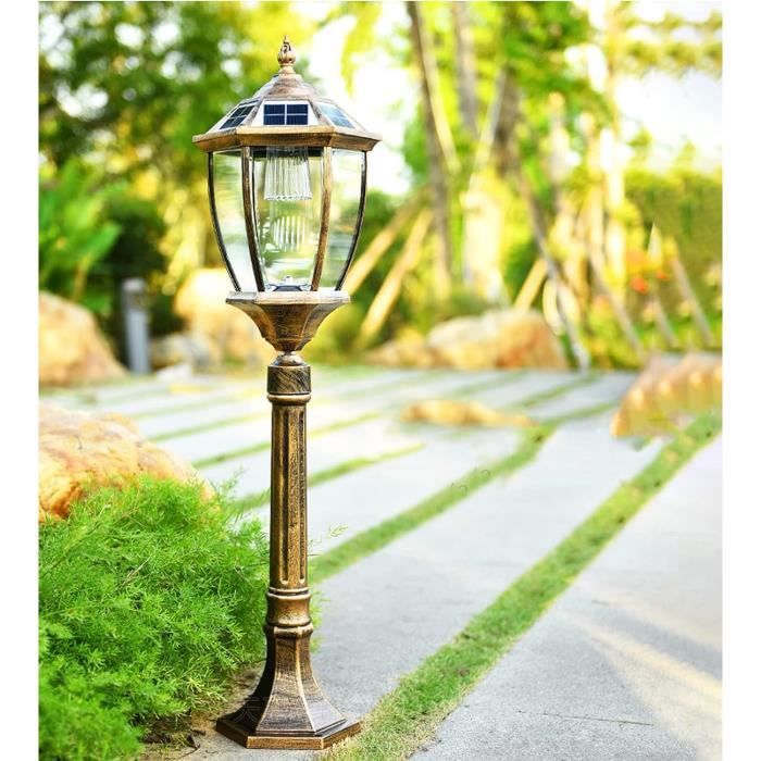 Lampadaire Extérieur Rustique,Lampe Pilier Solaire Lampe Sur Pied En ...