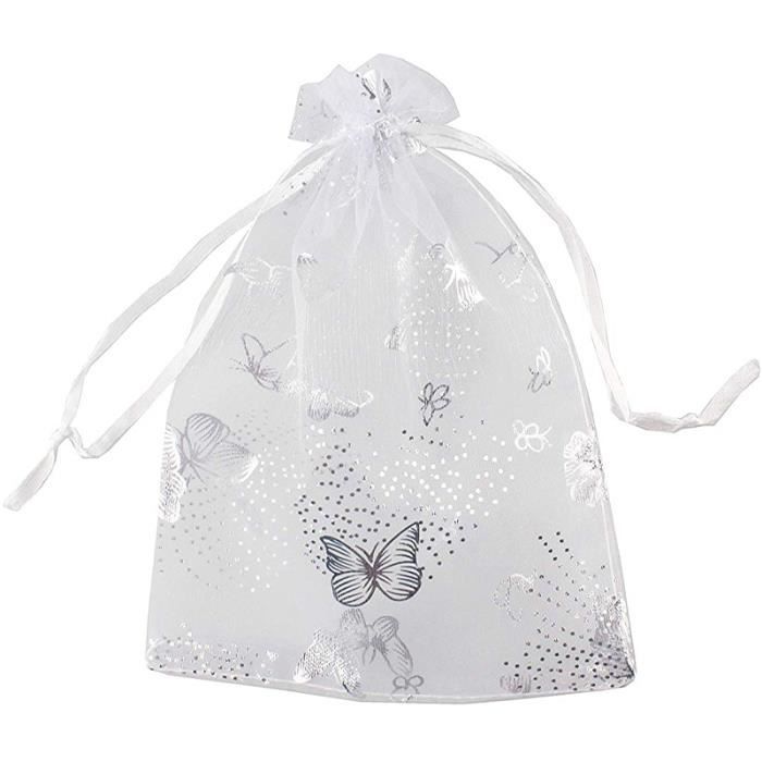 100 PièCes SéRies 9X12 Cm Papillon Organza Cadeau Pochette de Bonbons ...