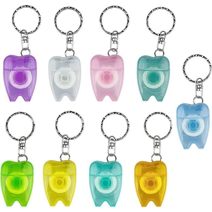 Lot de 10 porte-clés portatifs en forme de dent de menthe - Design plat - Pour nettoyage des ...