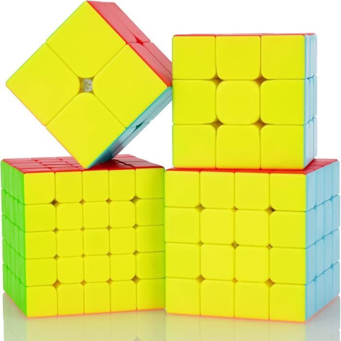 Maomaoyu Speed Cube Set 2x2+3x3x3+4x4x4+5x5x5 4 Pack Puzzle Twist Magic Cube sans Autocollant ...