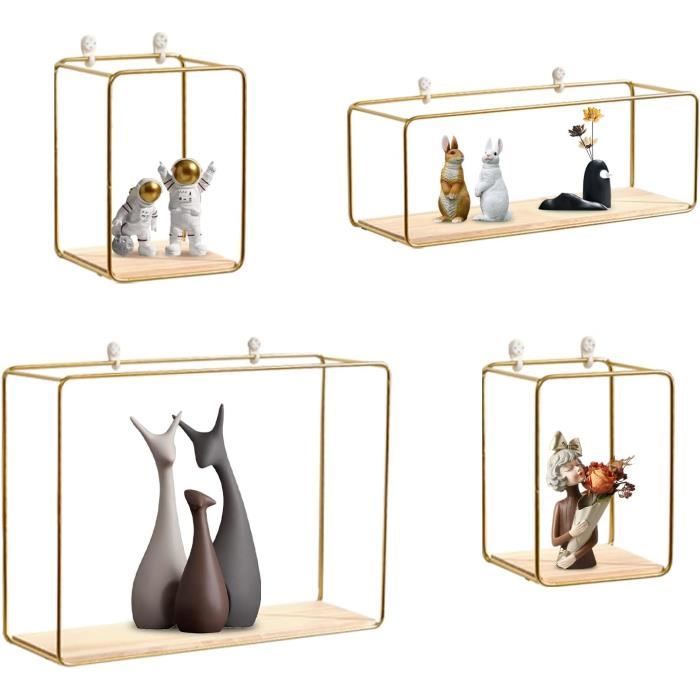 Rectangle Etageres Murales Lot De 4, Etagere Murale Bois Étagère Murale ...