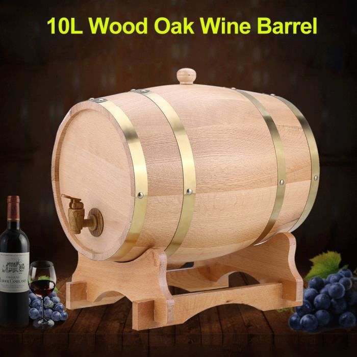 10L Baril à vin, Tonneau à vin Fût de chêne Cuve de stockage du vin ...