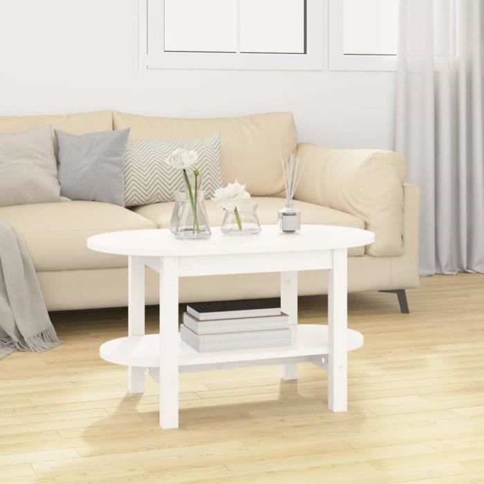 SIB Table basse Blanc 80x45x45 cm Bois massif de pin 7388289855393 ...
