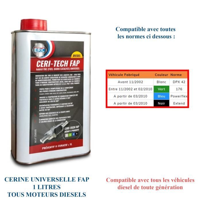 Additif Cérine Universelle 1 Litre ERC pour FAP DPF Filtre à Particules ...
