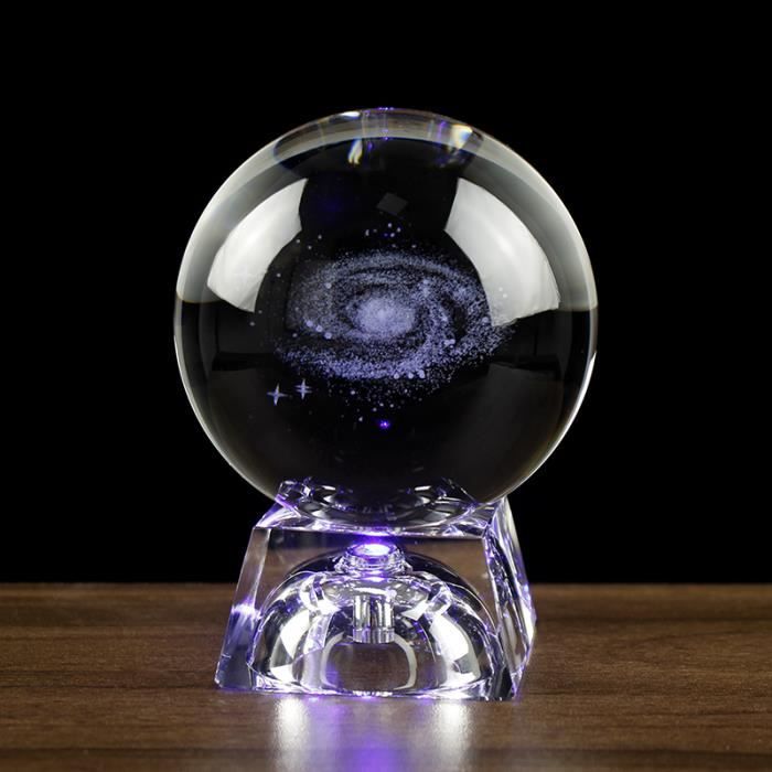 Saturne avec socle - 80MM - Système solaire en cristal 3D, modèle lune ...