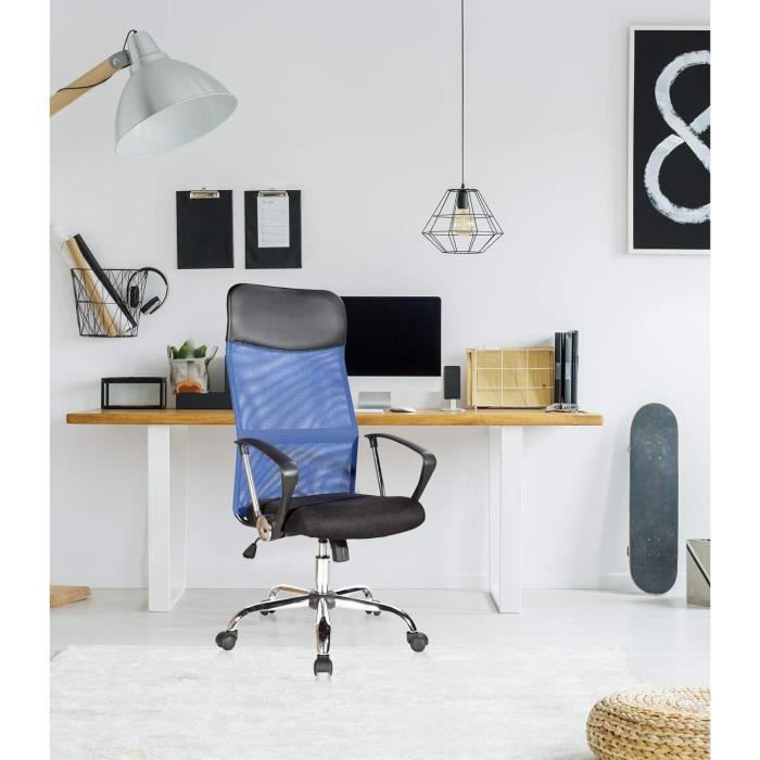 Chaise De Directeur, Fauteuil De Bureau, Roulettes, Noir Bleu, Hauteur ...