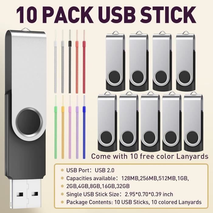 8Go Cle Usb Lot De 10 Disque Flash Usb - Clef Usb 8 Go Petite Capacité 10 Pièce Rotatif Disque ...