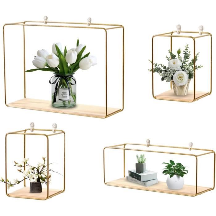 Rectangle Etageres Murales Lot De 4, Etagere Murale Bois Étagère Murale ...