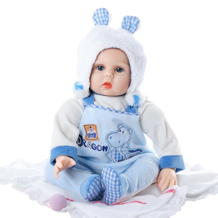 DUYAER® Réaliste bébé reborn fille poupée enracinée longs cheveux ...