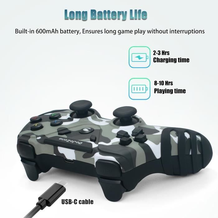 Manette Pc Sans Fil, Gamepad Pc Ps3 Avec Double Vibration, 2,4G ...