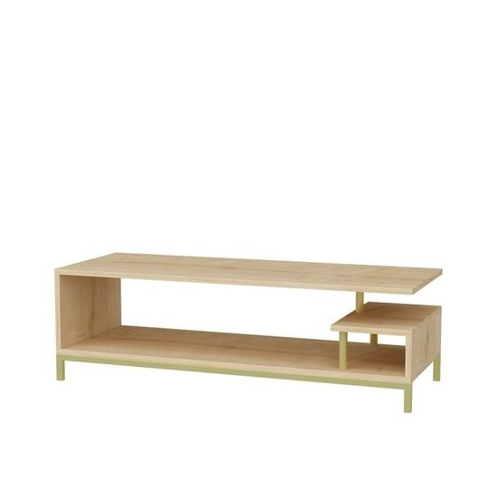 Meuble Tv design Kyrisa L120cm Métal Or et Bois Chêne clair - Cdiscount ...