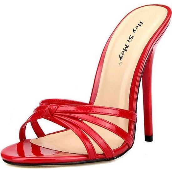 Mules d'été rouges à talons hauts pour femmes - Marque - Modèle ...