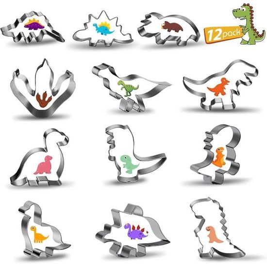 Yosemy 12 Pièces Emporte-pièces Dinosaure Kit, Inoxydable Moule à Biscuits Grande Dino pour ...