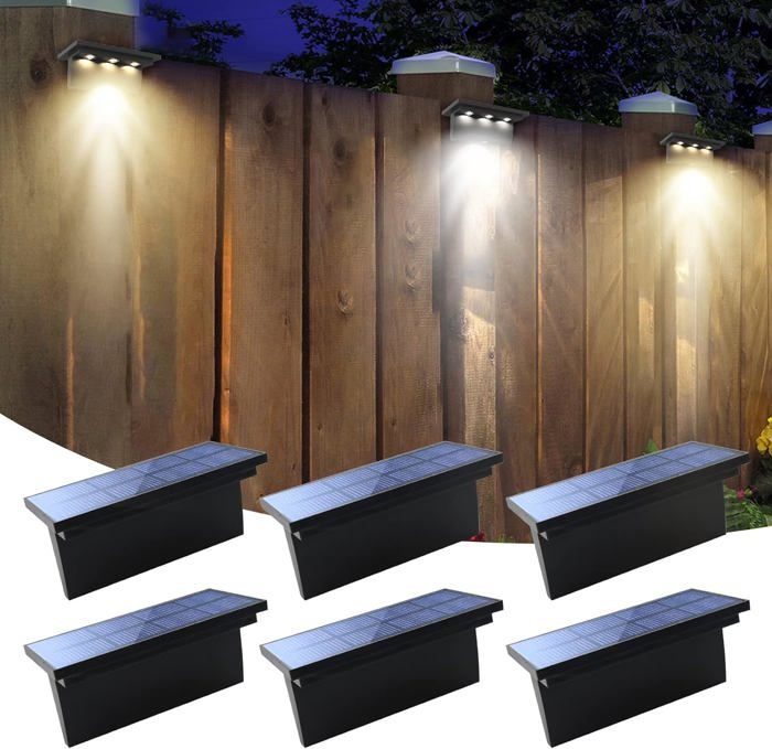 Lot de 6 lampes solaires à LED pour terrasse, clôture, mur, allée ...
