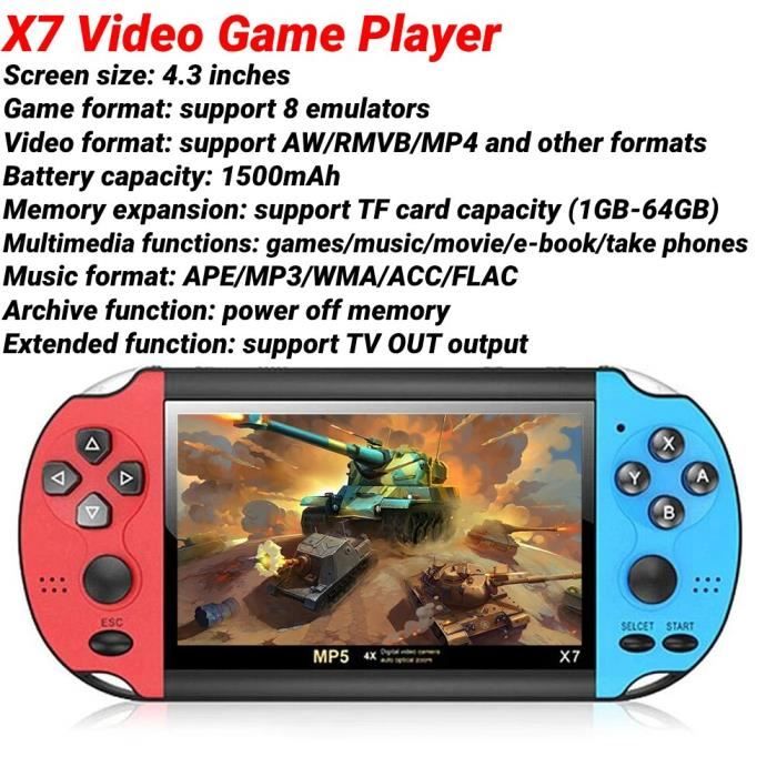 X7 - Console de jeu vidéo rétro portable avec écran HD, plus de 7.1 ...