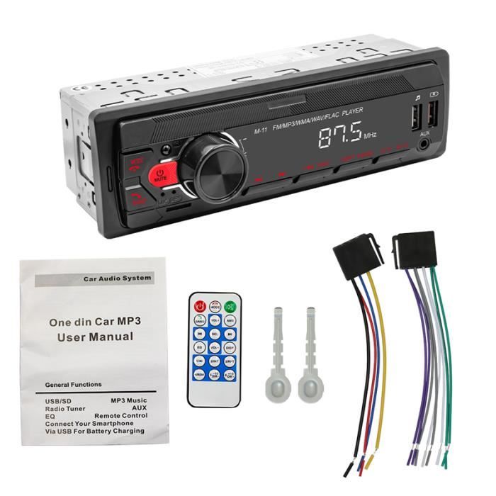 Standard - autoradio MP3, Bluetooth, FM, AUX In, USB, boutons colorés ...