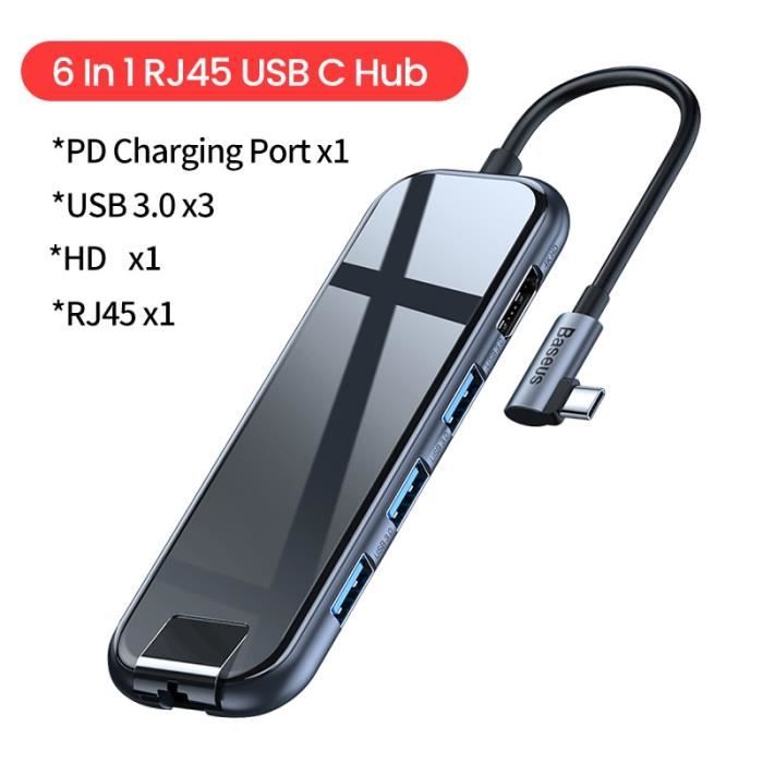 6 en 1 RJ45 USBC HUB - Baseus USB-C Type C HUB vers HDMI RJ45 Multi USB ...