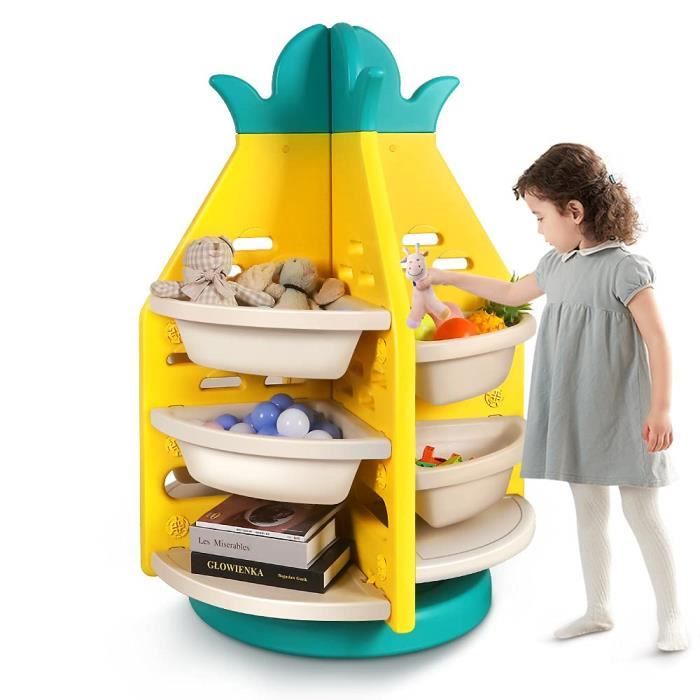 Meuble de Rangement Rond Etagères pour Jouets Enfant, Organisateur de ...