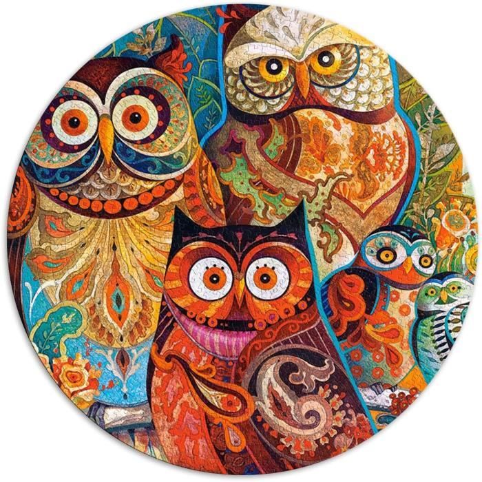 Jigsaw 1000 Pièces Hibou Rond Puzzles Adultes Et Enfants Puzzles ...