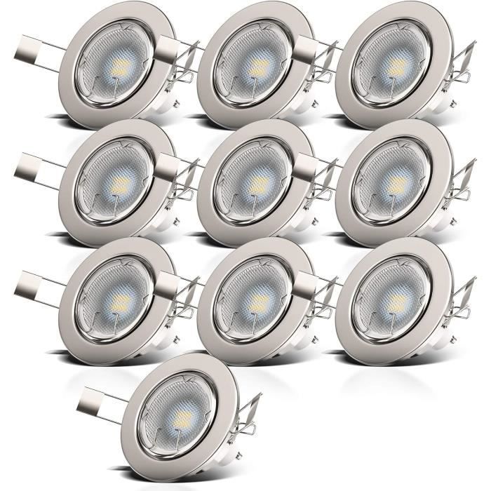 Lot De 10 Spots Encastrables Orientables, 10 Ampoules 5W Led Gu10 Incluses, Éclairage Plafond ...