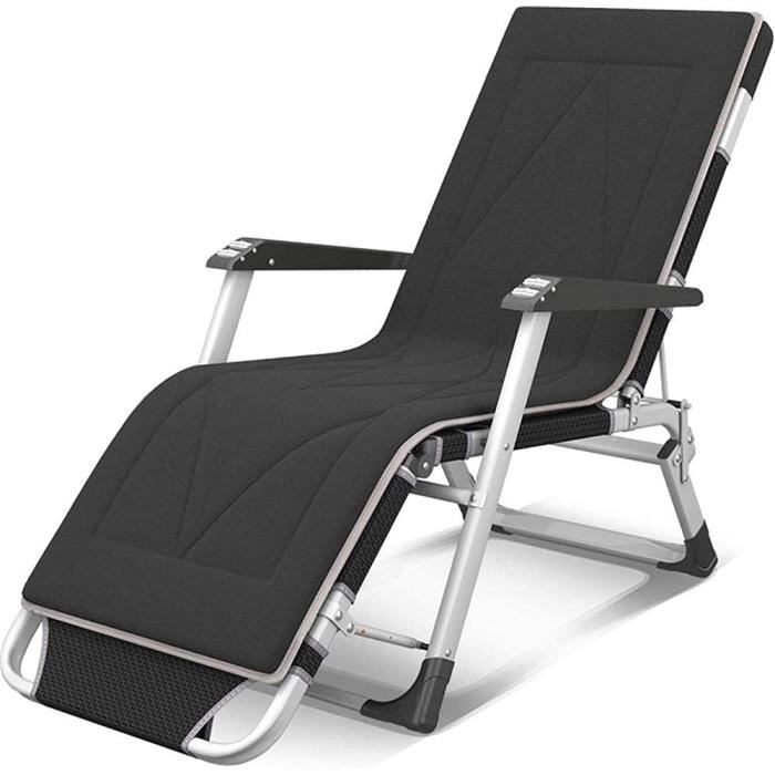 Chaises longues et inclinables de jardin Noir Chaise longue pliante réglable Chaise longue de ...