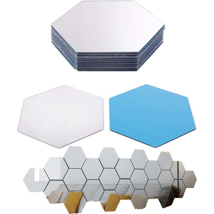 24 Pièces Hexagonal Feuille de Miroir Miroir Hexagonal Acrylique ...