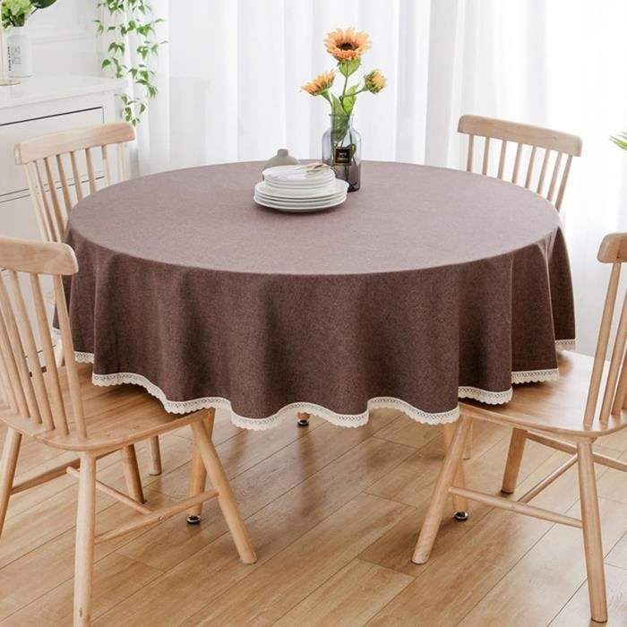 Nappe Ronde En Coton Et Lin Protéger Et Décorer La Table Marron Foncé ...
