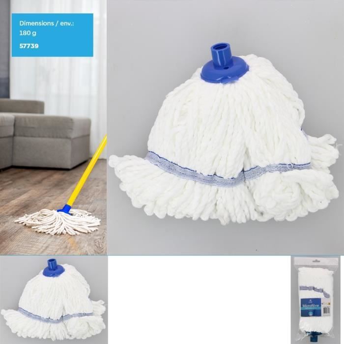 Recharge de mop en microfibre 180g - BLANC - Cdiscount Maison