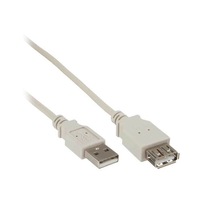 Rallonge de câble USB - InLine - USB 2.0 - 50 cm - Beige/Gris - Double ...