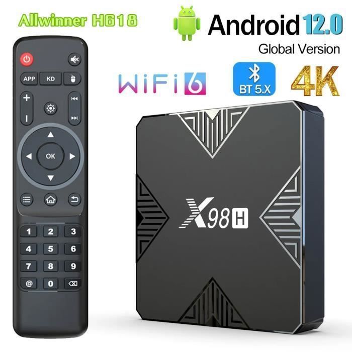 Android TV Box X98H Boitier iptv 4Go+32Go Smart TV Box H618 2.4/5GHz ...