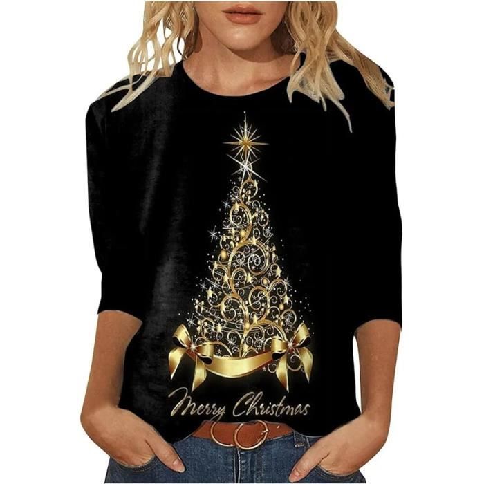 Chandail de Noël femme automne hiver - Noir - Enfant Noir - Cdiscount ...