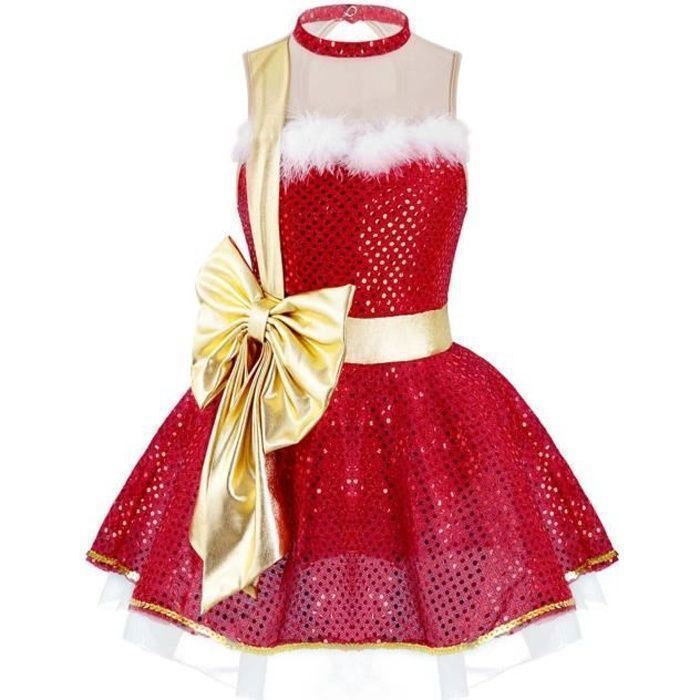 Yizyif Déguisement Noël Fille Enfant Robe Mère Noël Lutin Costume