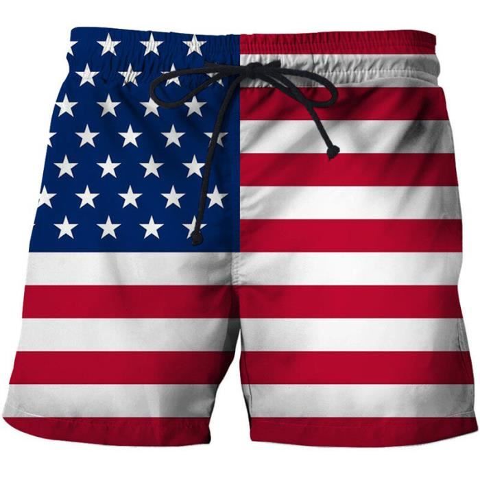 Short de bain - Pants-USA05 - Imprimé drapeau américain - Homme - Blanc ...