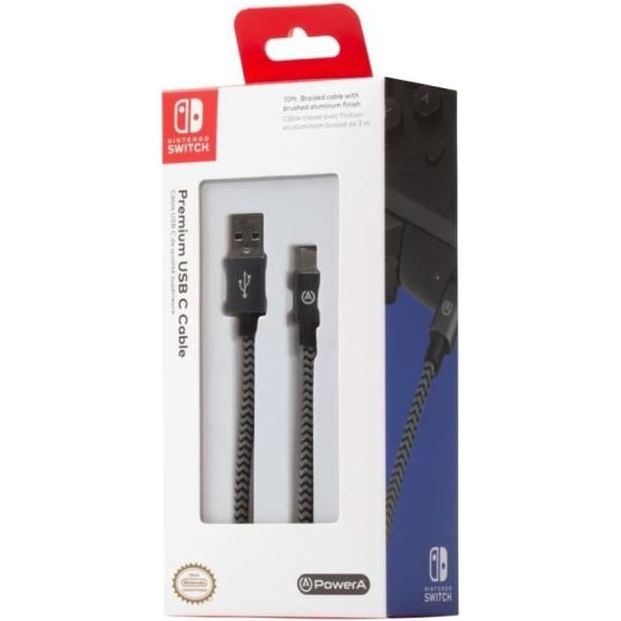 POWER A Nintendo Switch Pro Câble USB tressé - Cdiscount Informatique