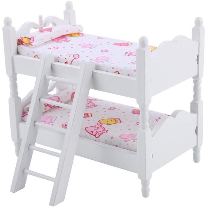 1:12 Lit Superposé pour poupées Mobilier Eois pour Maison de Poupée Miniature Meubles Mini ...